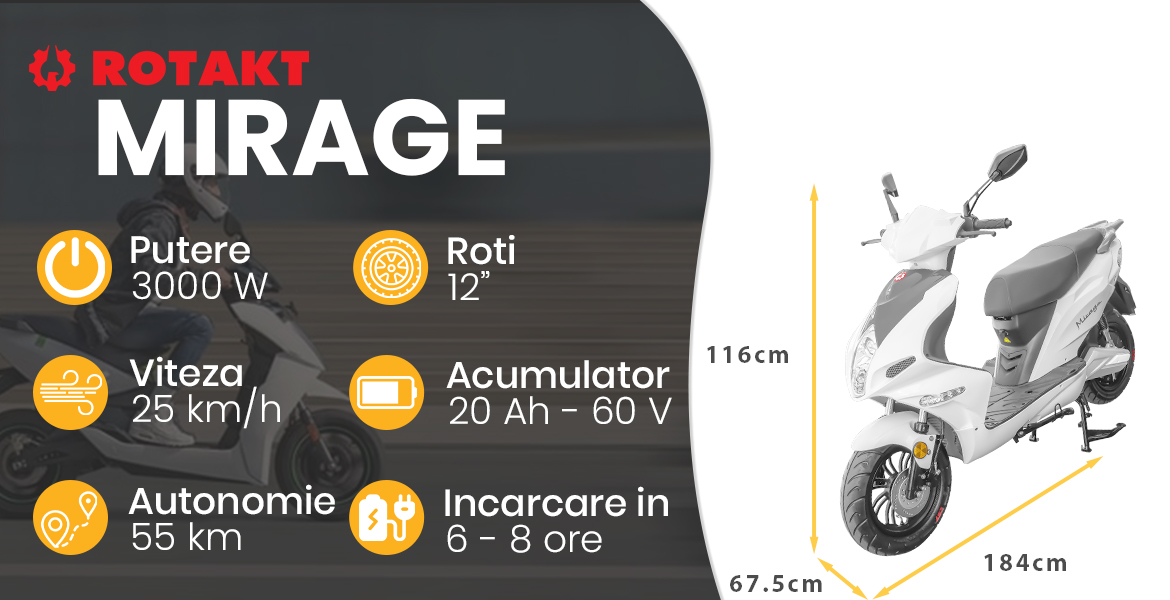Scuter electric Rotakt Mirage motor Bosch 3000W viteza 25 km/h ...